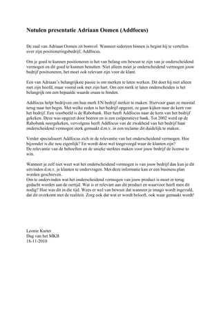 Notulen presentatie ADDFOCUS door Leonie Kuiter | PDF