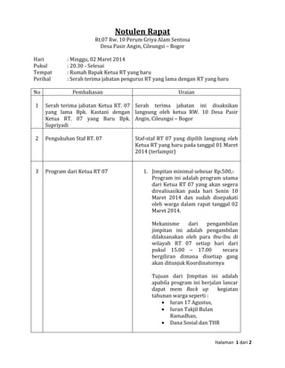 Notulen rapat 02 maret 2014 | PDF