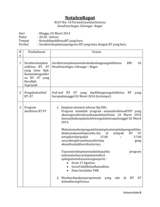 Notulen rapat 02 maret 2014 | DOCX