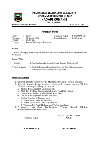 Notulen Rapat 2023 pemerintahan desa.docx