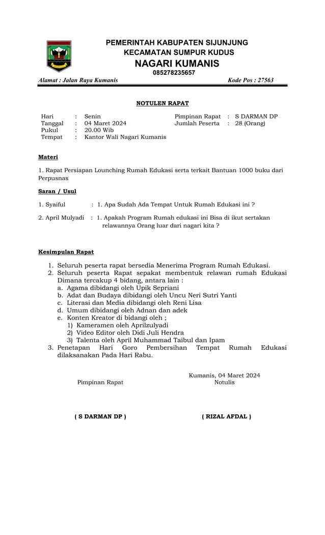 Notulen Rapat 2023 pemerintahan desa.docx