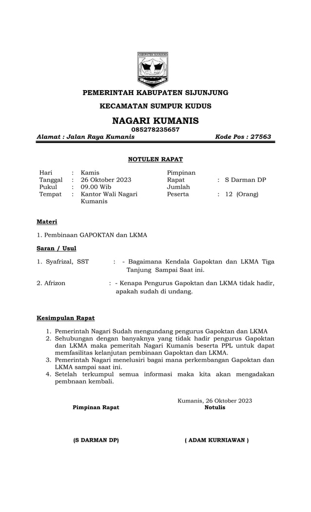 Notulen Rapat 2023 pemerintahan desa.docx