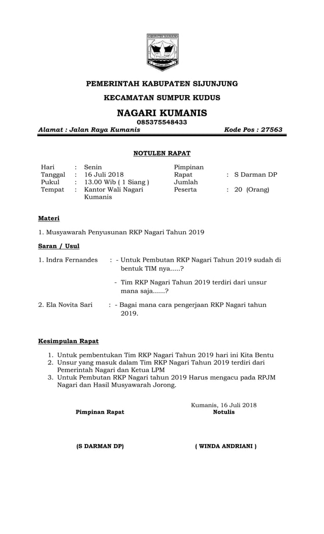 Notulen Rapat 2023 pemerintahan desa.docx