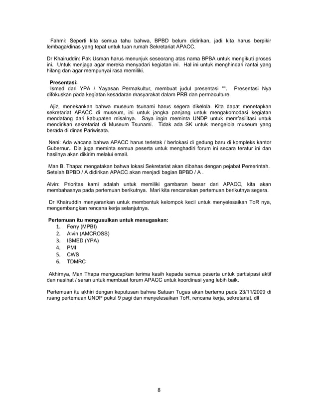Notulensi rapat pembentukan pacc | DOC