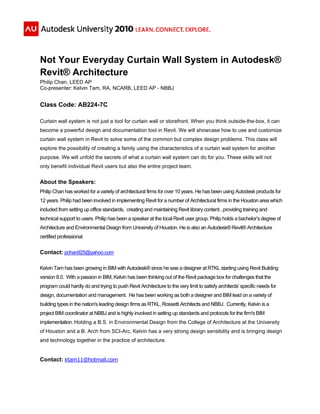 Not Your Everyday Curtain Wall System Au 2010 Ab224 7 C | PDF