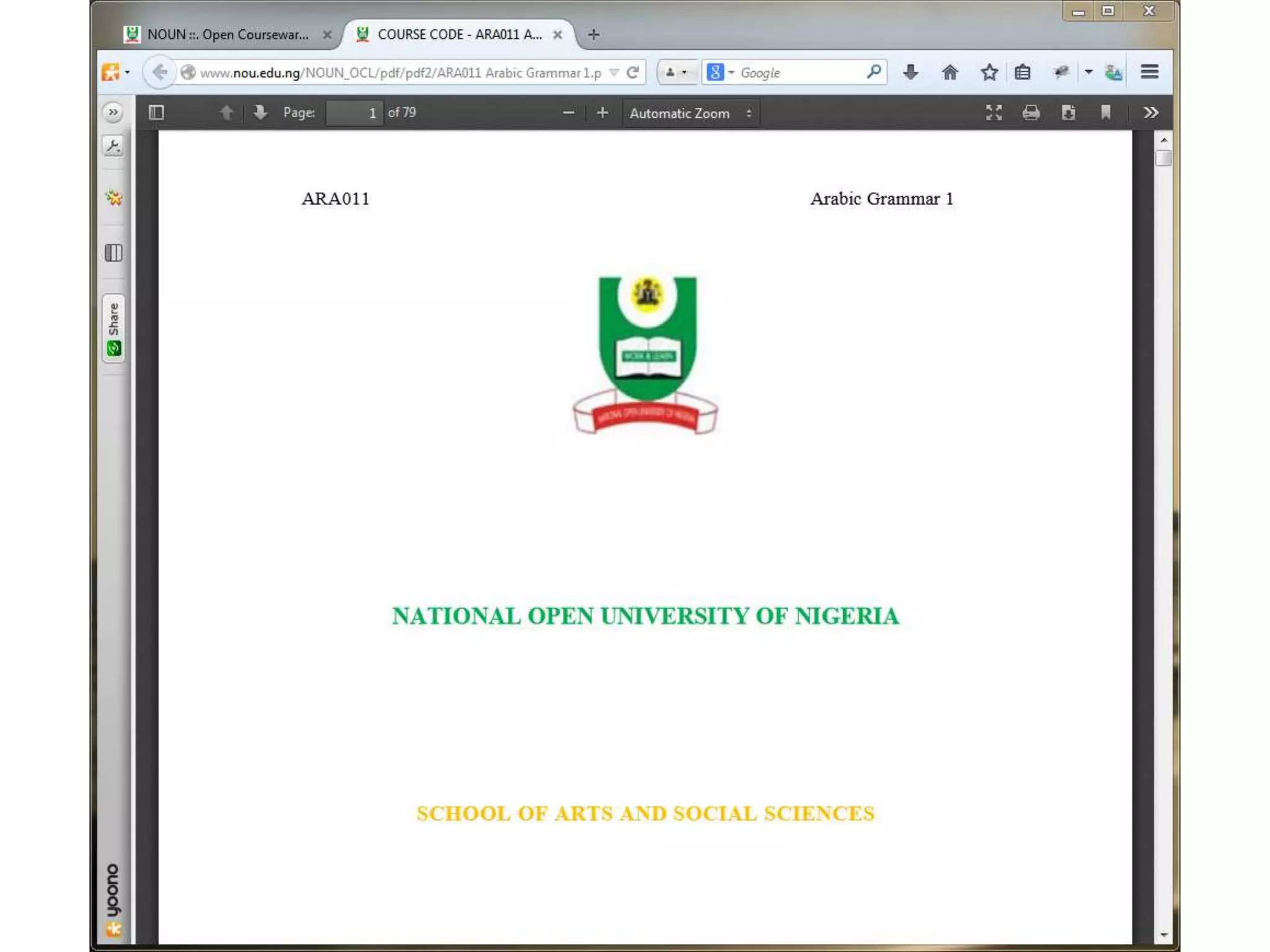 National Open University of Nigeria Course Portal | PPTX