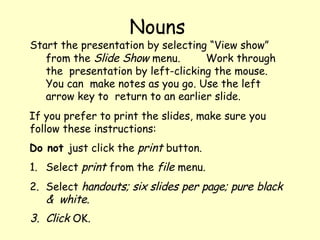 nouns explanation for children school projects | PPTX