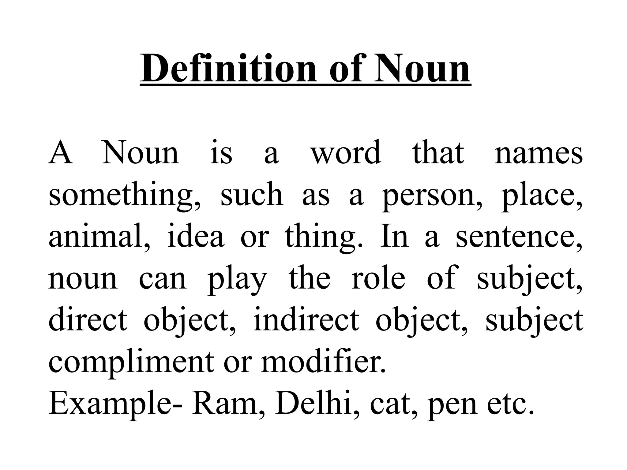 Power Point Presentation on Noun. Defination, Meaning | PPTX