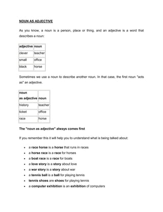 Noun as adjective | PDF