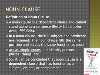 Noun clause functions | PPTX