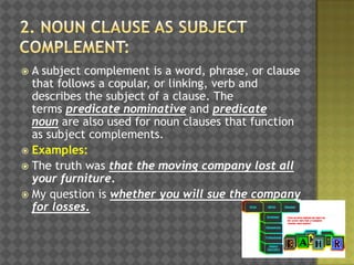Noun clause functions | PPTX
