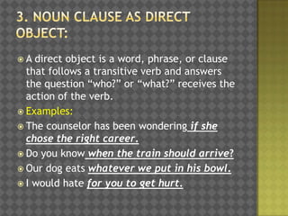 Noun clause functions | PPTX