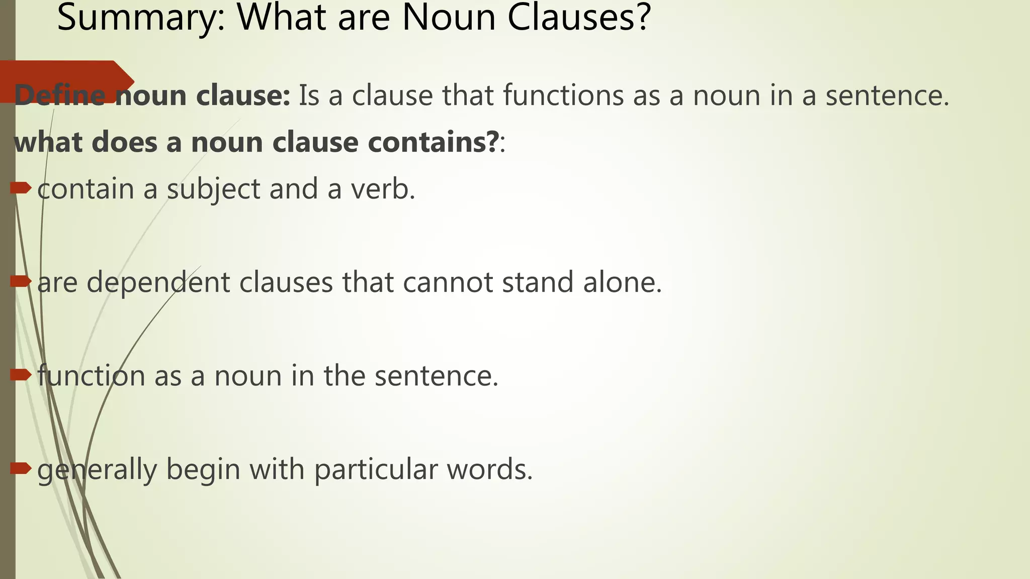 Noun clause presentation mssl | PPTX | Law
