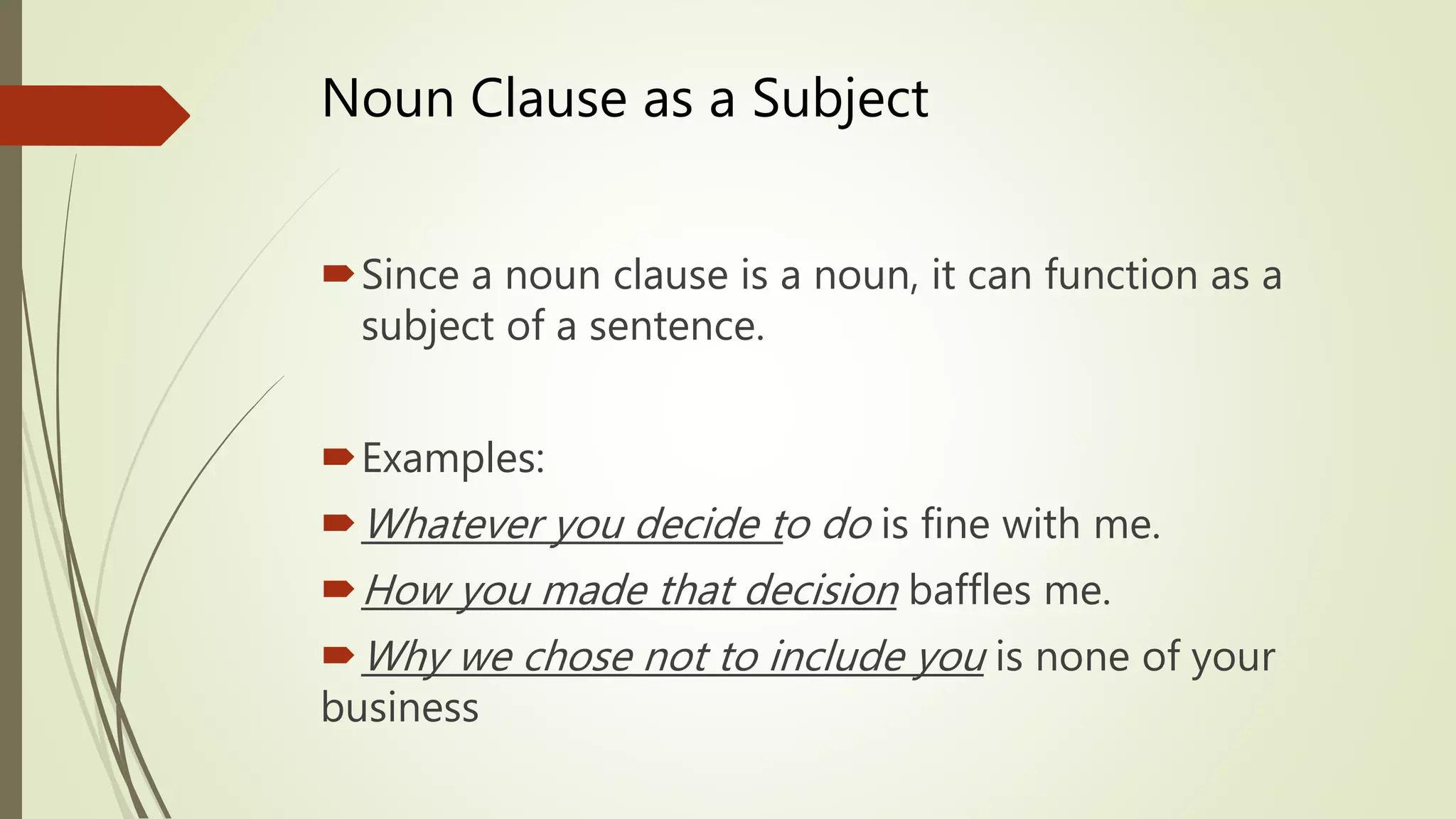 Noun clause presentation mssl | PPTX | Law