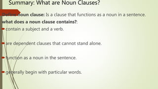 Noun clause presentation mssl | PPTX | Law