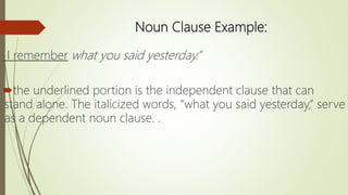 Noun clause presentation mssl | PPTX | Law