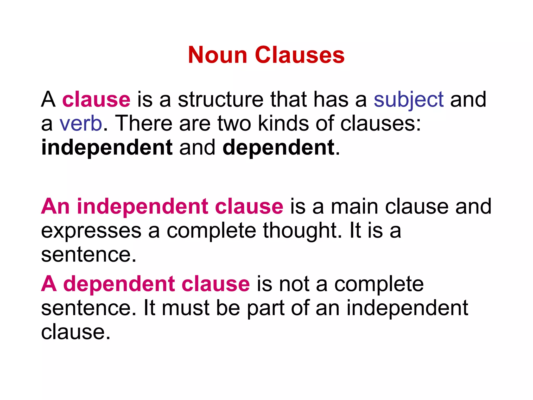 Noun clauses | PPT