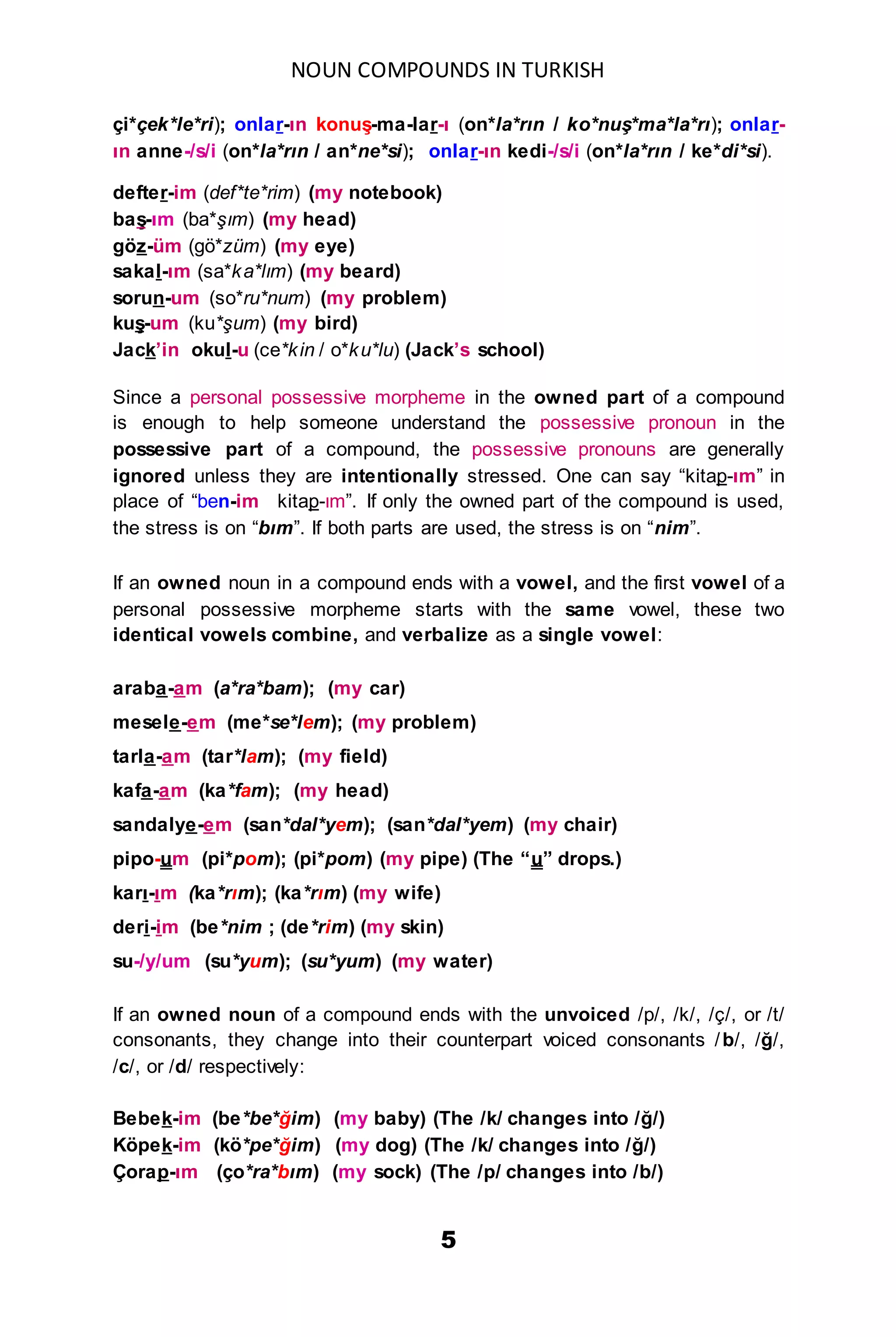 Noun compounds in turkish | DOCX | Chemistry | Science