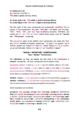 Noun compounds in turkish | DOCX | Chemistry | Science