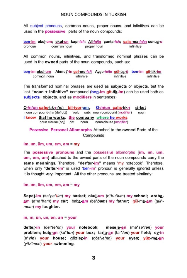 Noun compounds in turkish | DOCX | Chemistry | Science