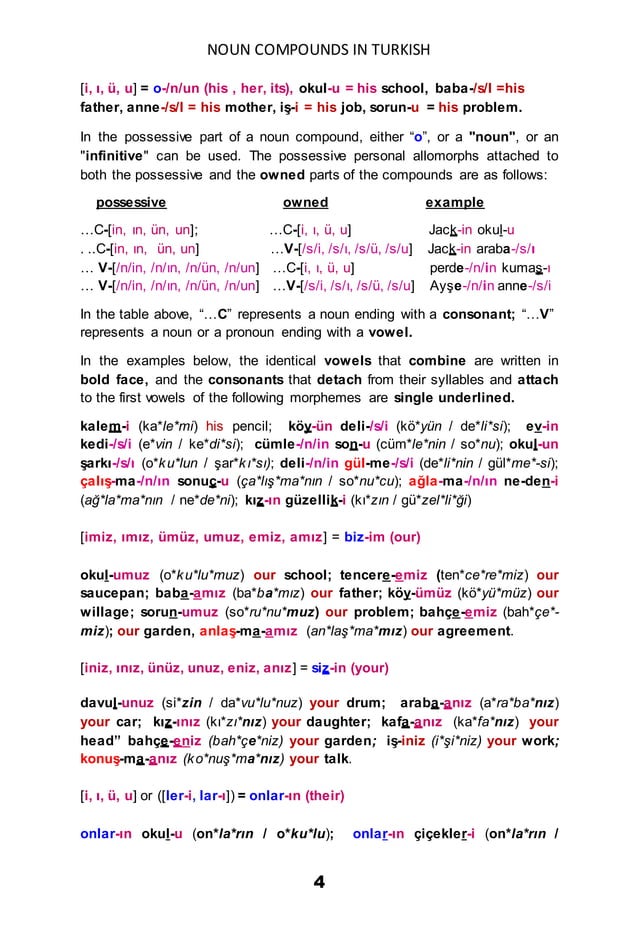 Noun compounds in turkish | DOCX | Chemistry | Science