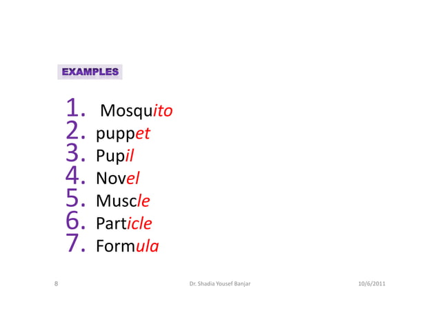 Noun Diminutive Forms- Dr. Shadia Y. Banjar