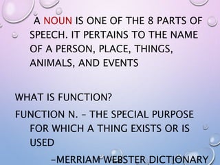 Noun functions | PPTX