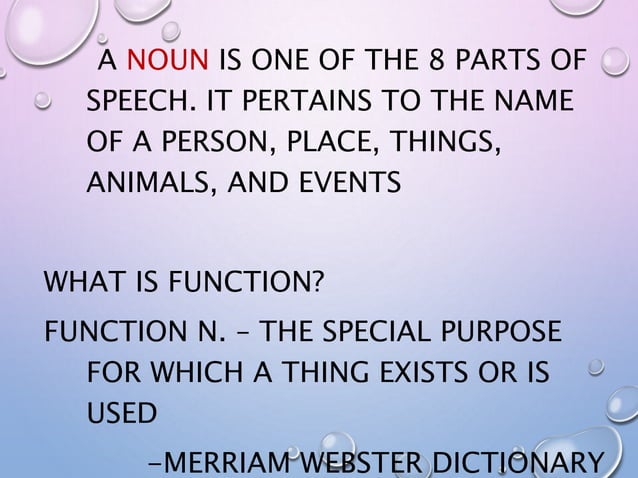 Noun functions | PPTX | Programming Languages | Computing