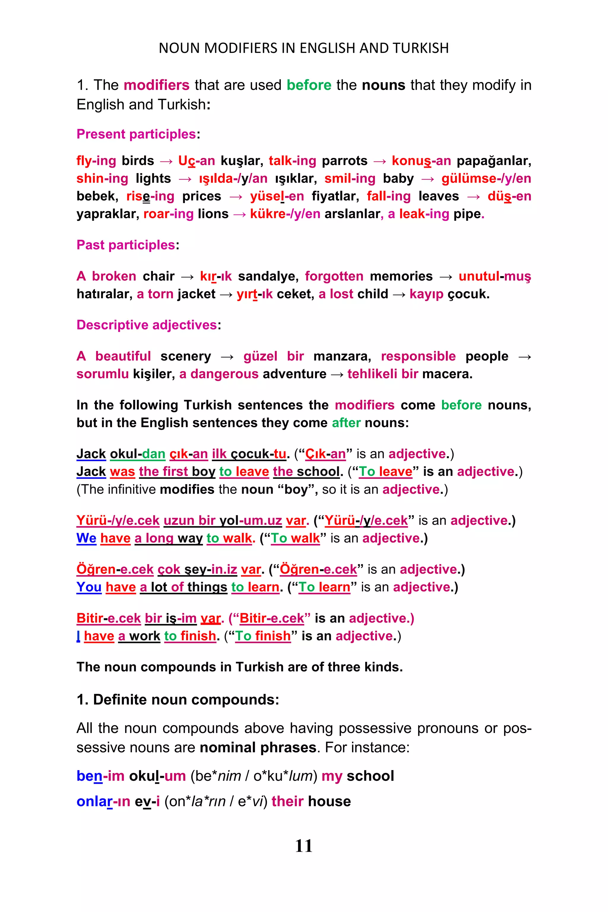 Noun modifiers in english and turkish, yuksel goknel | PDF