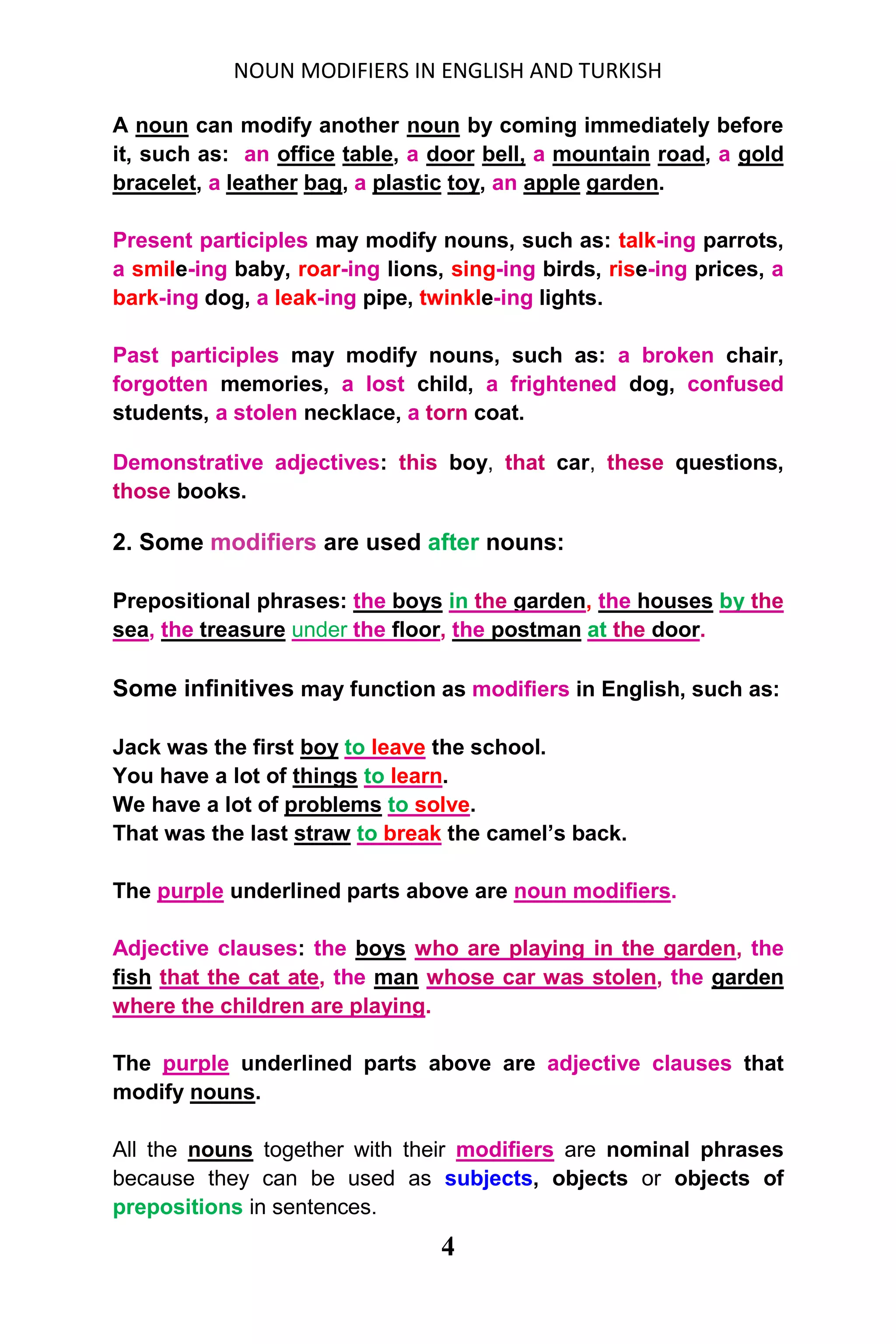 Noun modifiers in english and turkish, yuksel goknel | PDF