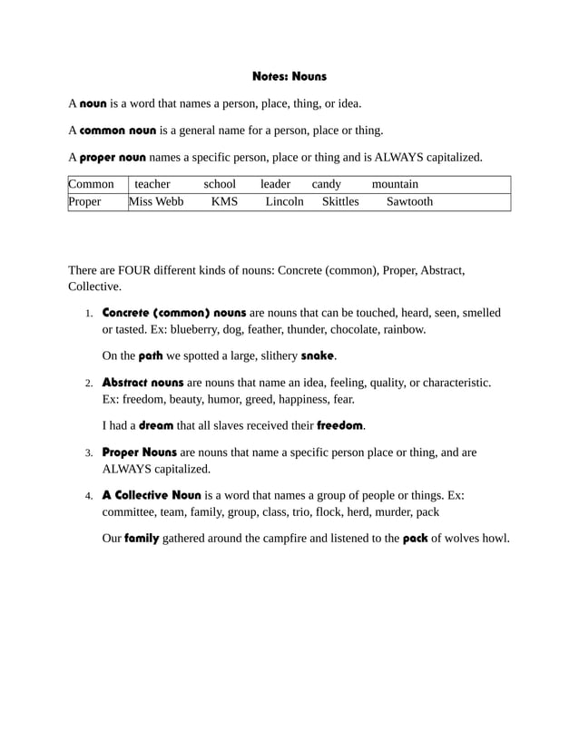 Noun notes | PDF
