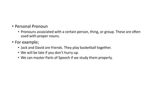 Noun pronoun and adjectives | PPTX