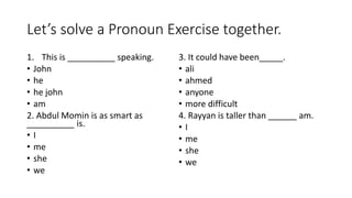 Noun pronoun and adjectives | PPTX