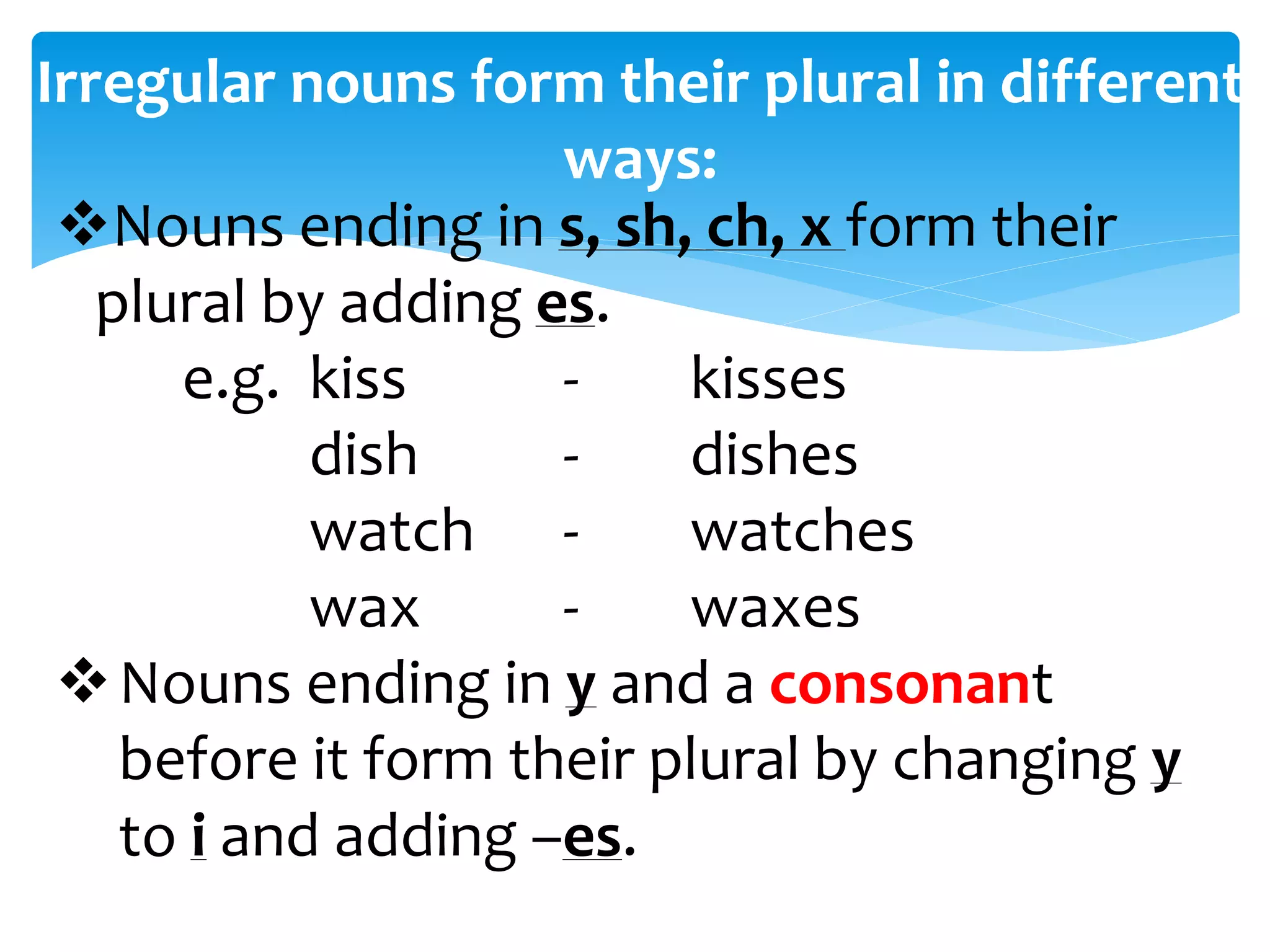 Nouns(regular and irregular | PPTX