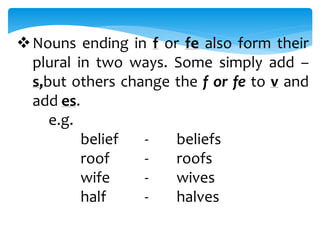 Nouns(regular and irregular | PPTX