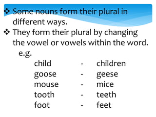 Nouns(regular and irregular | PPTX