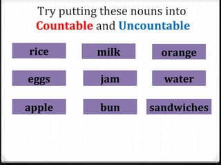 P1 Countable and Uncountable Nouns | PPT