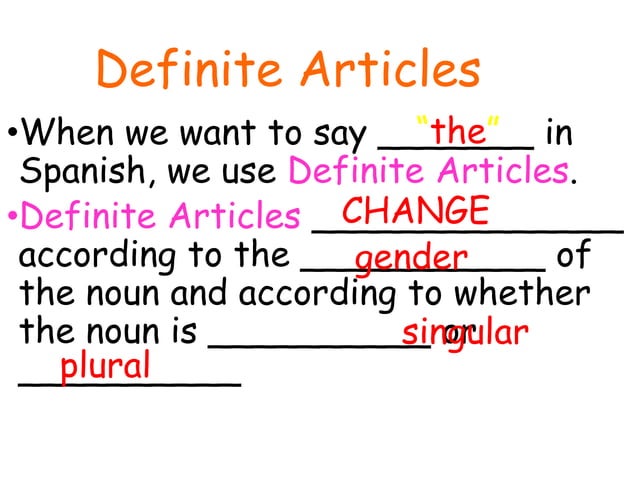 Nouns and articles in Spanish | PPT