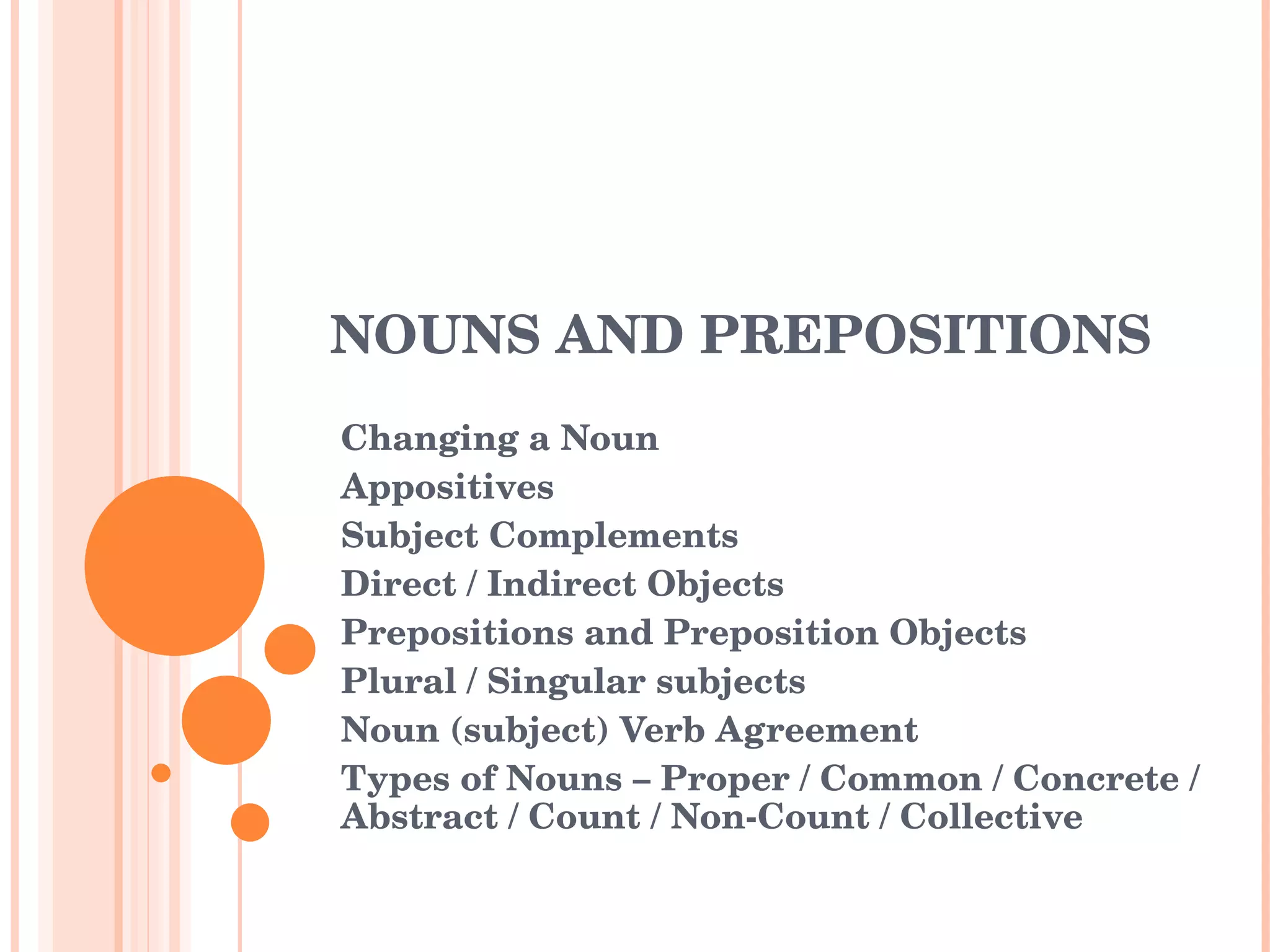 Parts of Speech - Nouns And Prepositions | PPT