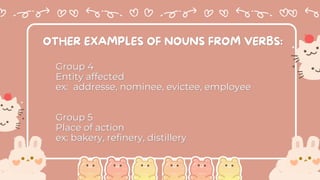 MAIN TOPIC: NOUNS DERIVED FROM VERBS/NOUNS FORMED FROM VERBS | PPT
