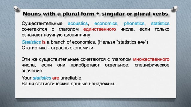 English Nouns with a plural form + singular or plural verbs - nouns ...