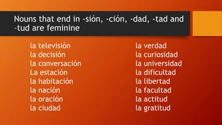 Spanish Lesson - Lesson 1: Nouns | PPTX