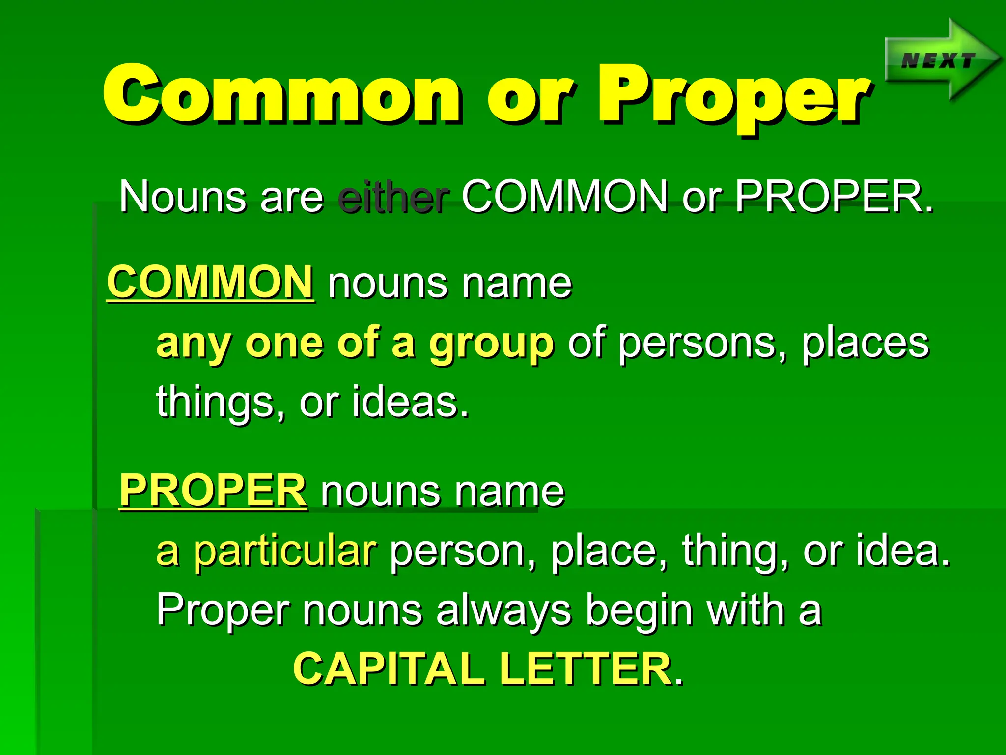 NOUNS (Person, Place, Thing, Idea, etc).ppt