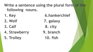 Forming Plural of regular nouns for Grade Six | PPTX