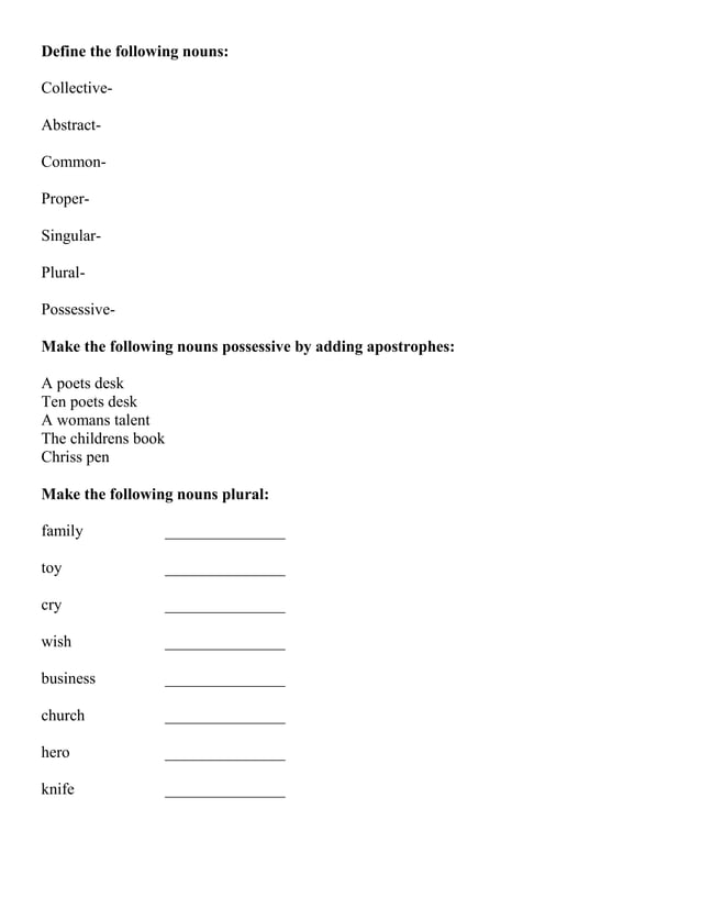 Noun Study Guide | DOCX