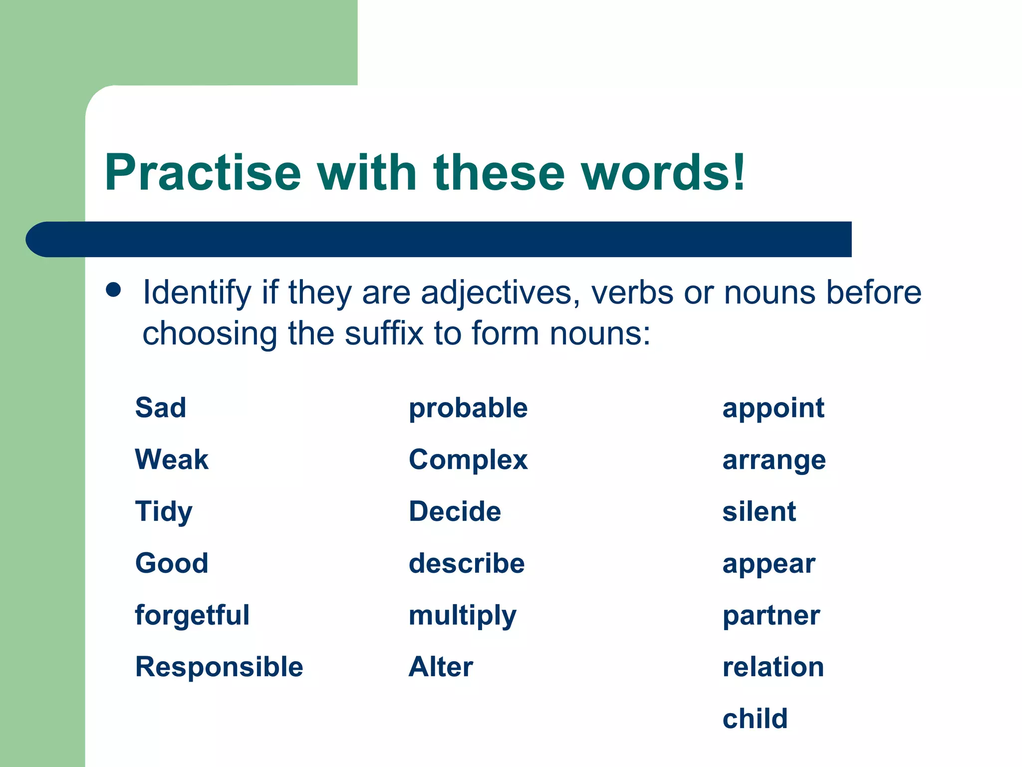 Noun Suffixes | PPT