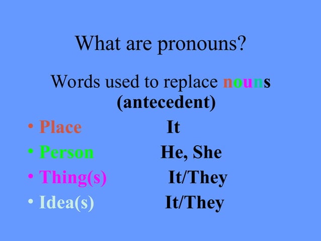 Nouns, Verbs, Pronouns power point presentation | PPT
