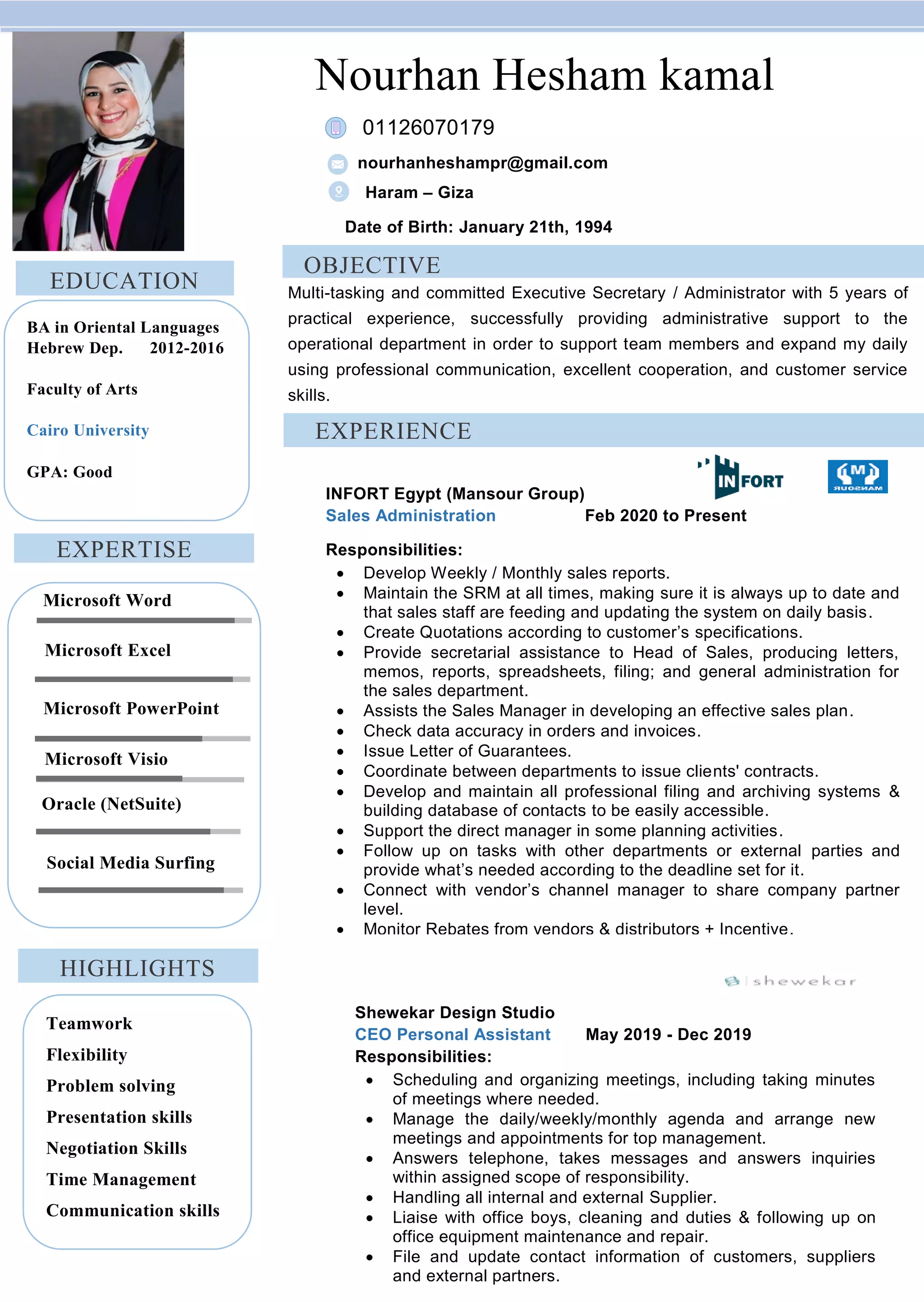 Nourhan hesham-cv-2020 | PDF | IT and Internet Support | Internet