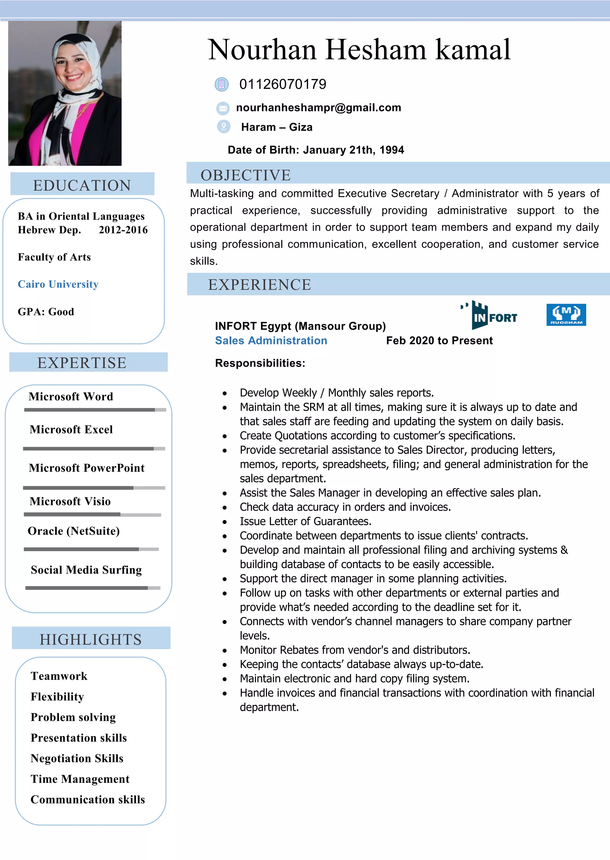 Nourhan hesham-cv-2020 | PDF
