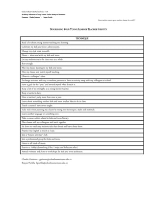 Nourish teacher identity techniques | PDF